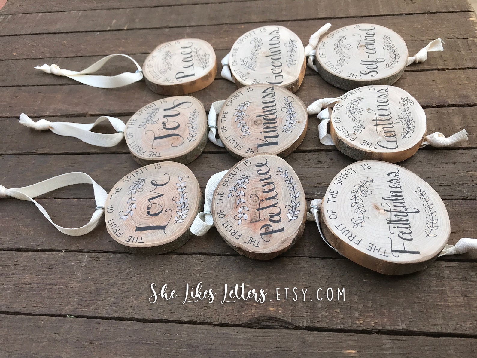 Fruit of the Spirit Christmas Tree Ornaments set of 9 Rose - Etsy