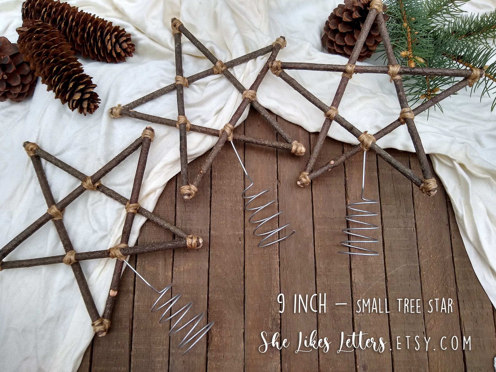 Christmas Tree Topper Star - SMALL (9 Inch) - Handmade Rustic Wood Tree ...