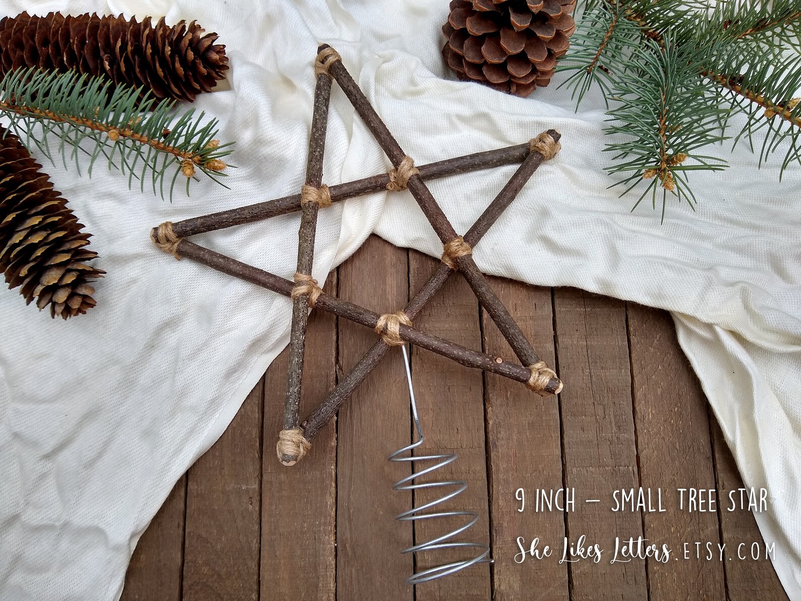 Christmas Tree Topper Star - SMALL (9 Inch) - Handmade Rustic Wood Tree ...
