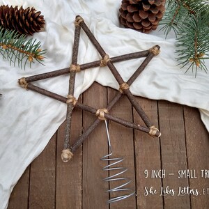 Christmas Tree Topper Star - SMALL (9 Inch) - Handmade Rustic Wood Tree ...