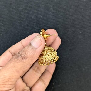 Real Gold Look Alike Small Jhumka Earrings / Gold Bead Dangle Small ...