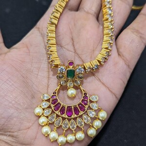 Adigai Style Choker Necklace and Chandbali Earrings Set / Traditional ...