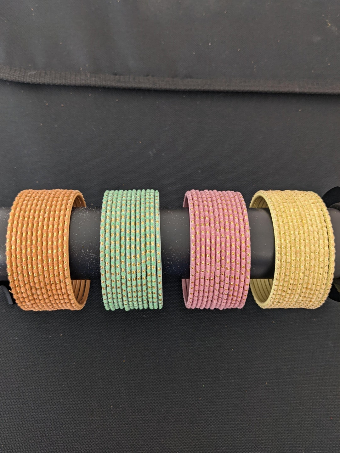 SALE - Colorful Thin Velvet Metal Bangles / Adult Thin Bangles Indian ...