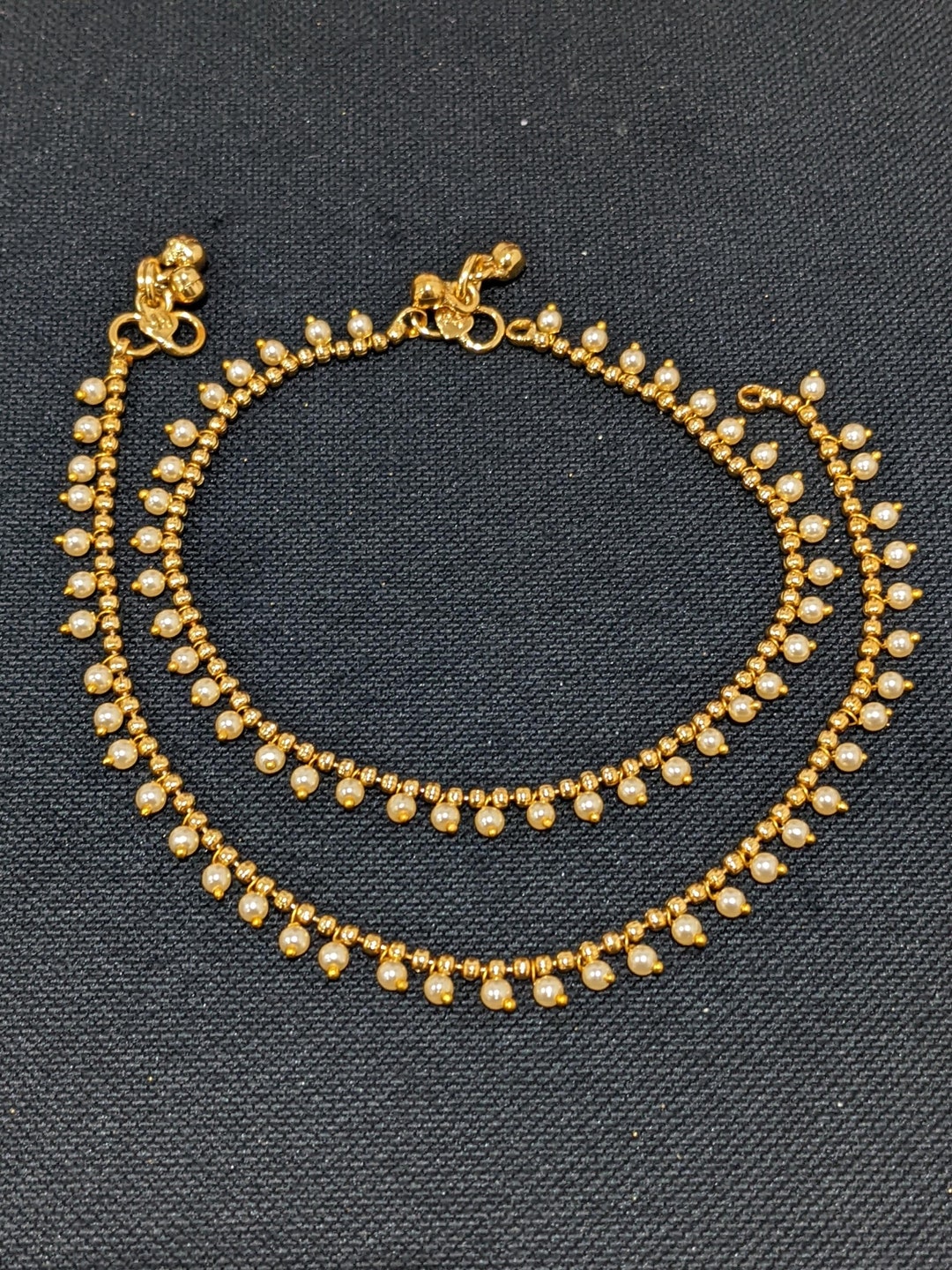 Single Pearl Dangle Pair Anklets / Indian Anklet / Payal / - Etsy