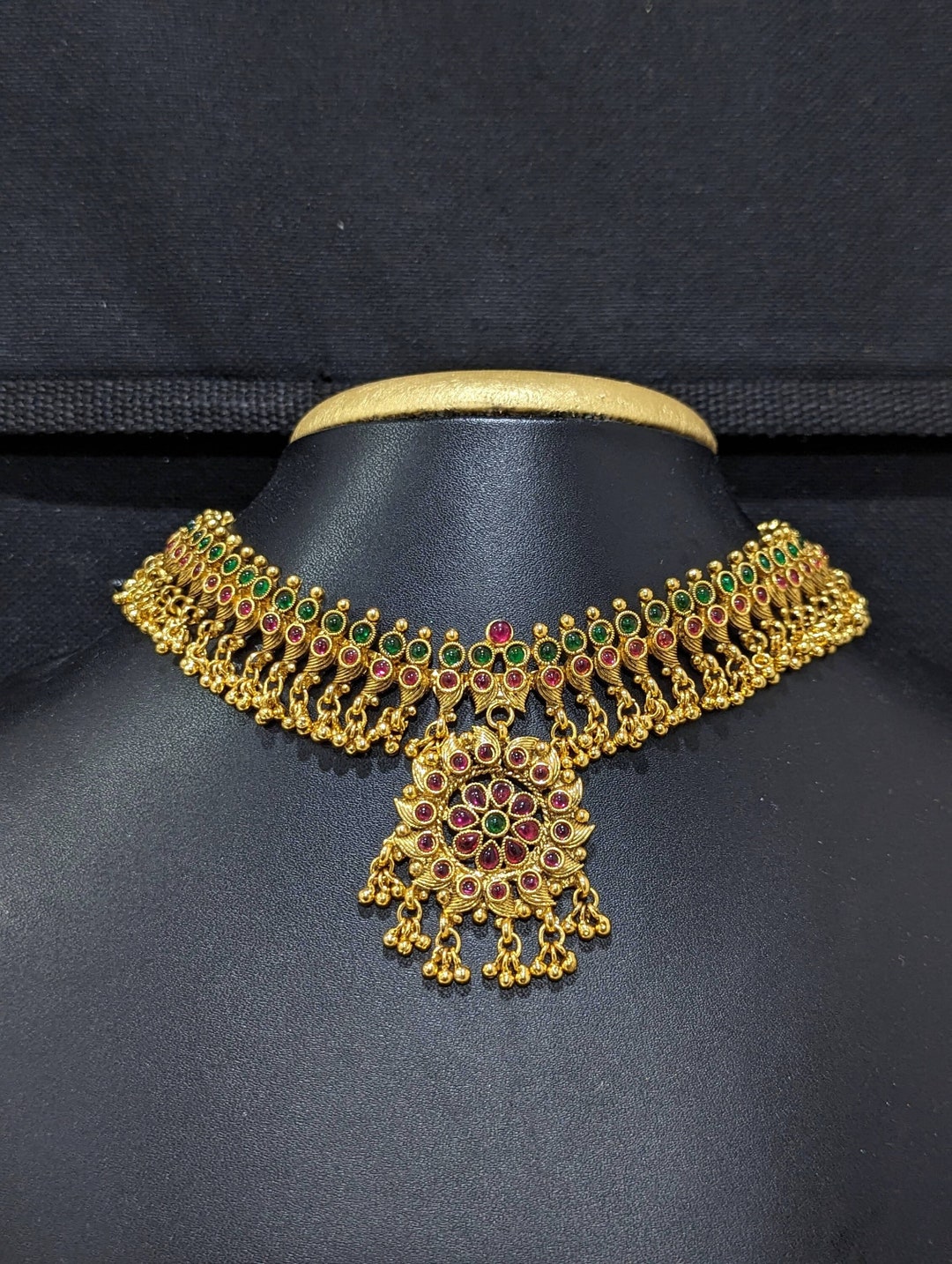 Kemp Choker Necklace / Indian Jewelry / Traditional Necklace / Ruby ...