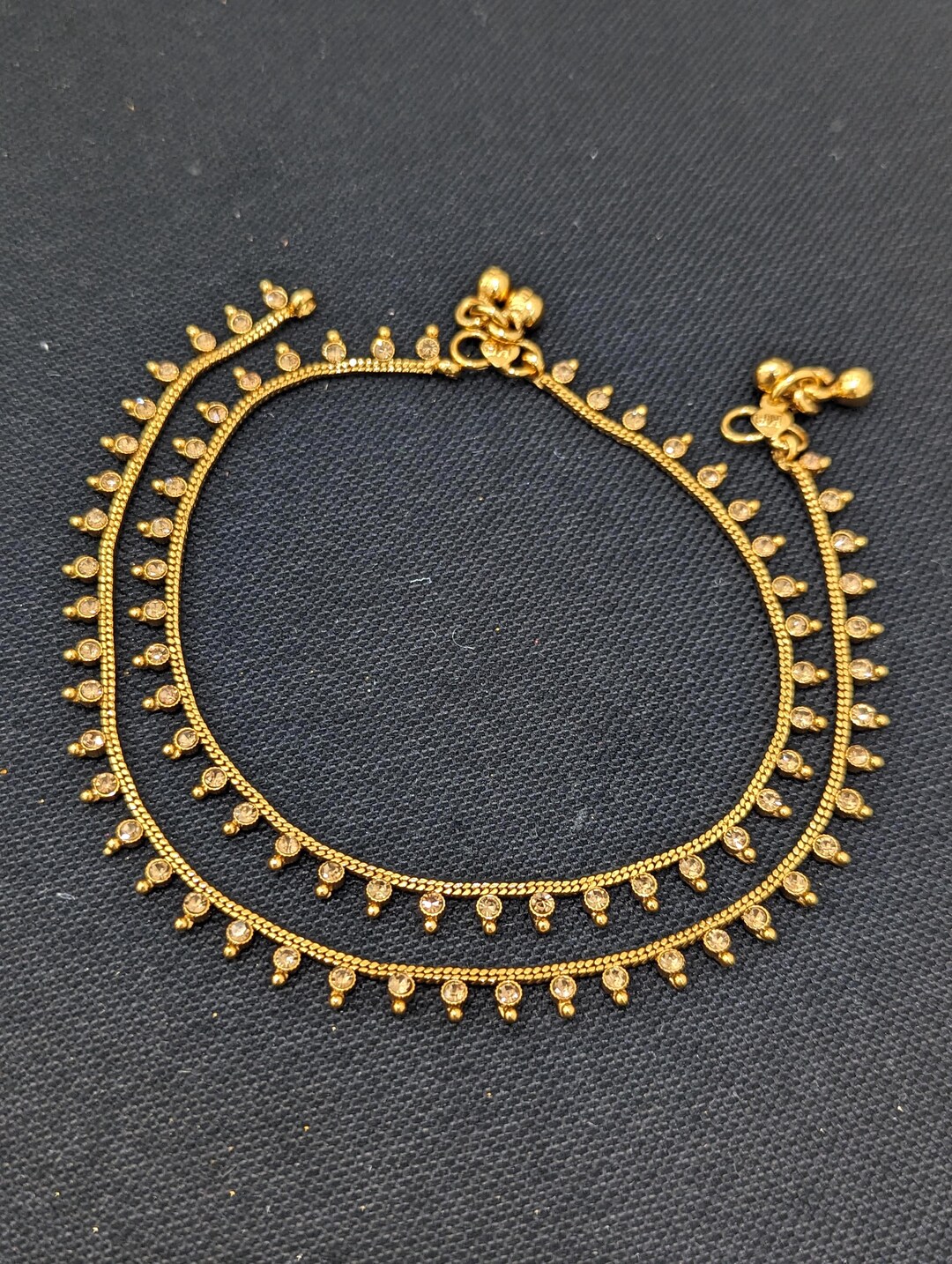 D3 - Pair Anklets - Payal / Golusu / Traditional Gold Plated Dot Design ...