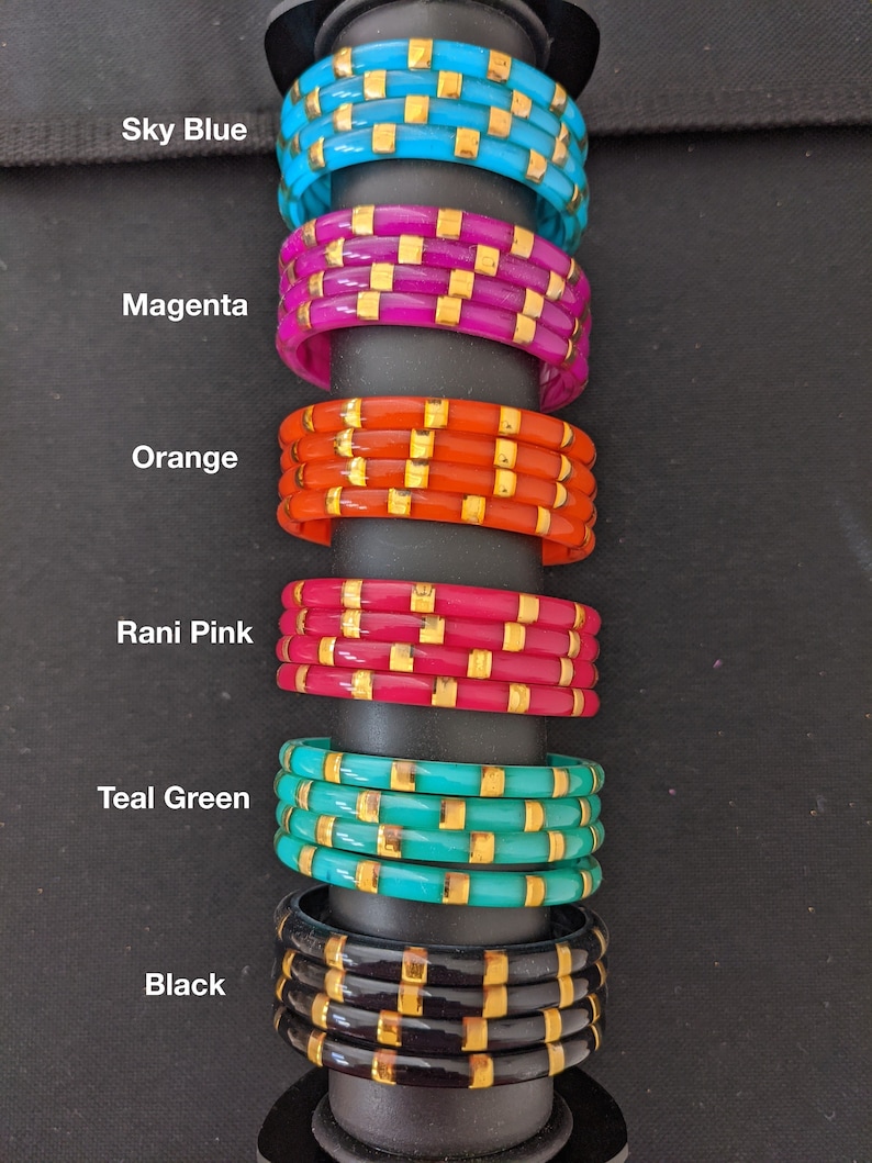 Toddler Kids Shiny Plastic Bangles With Gold Line / Set of 4 Bangles ...