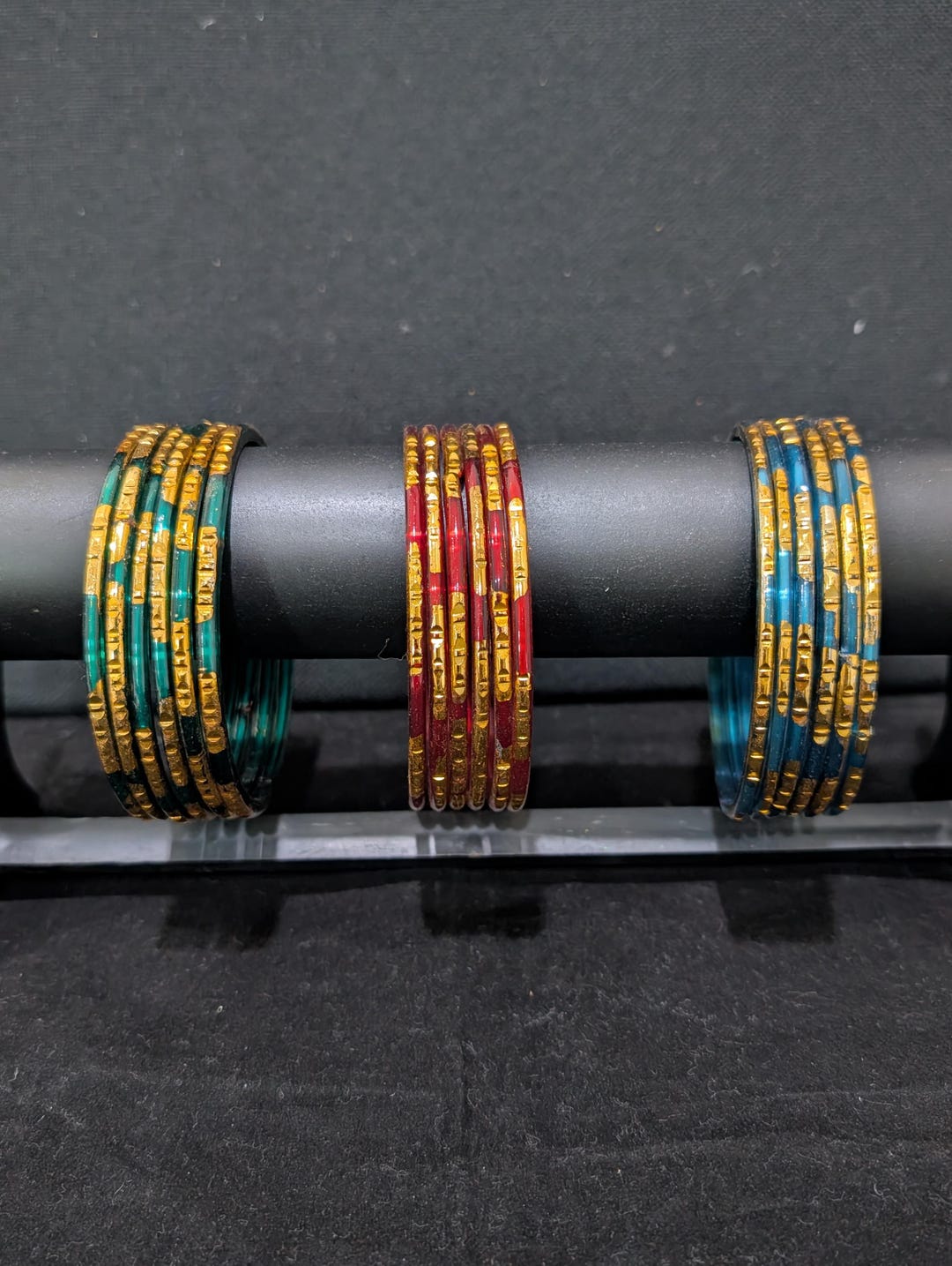 Big Size Glass Bangles / 2x10 2x12 Size / Traditional Gold Line Glass ...