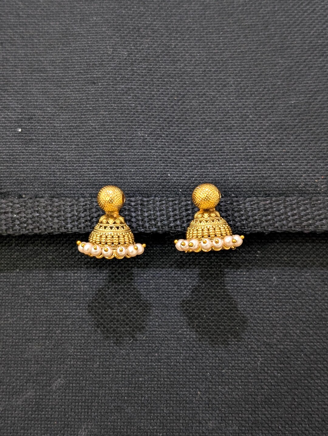 Gold Plated Jhumka Earrings / Bead Surround Jhumki / Indian Traditional ...