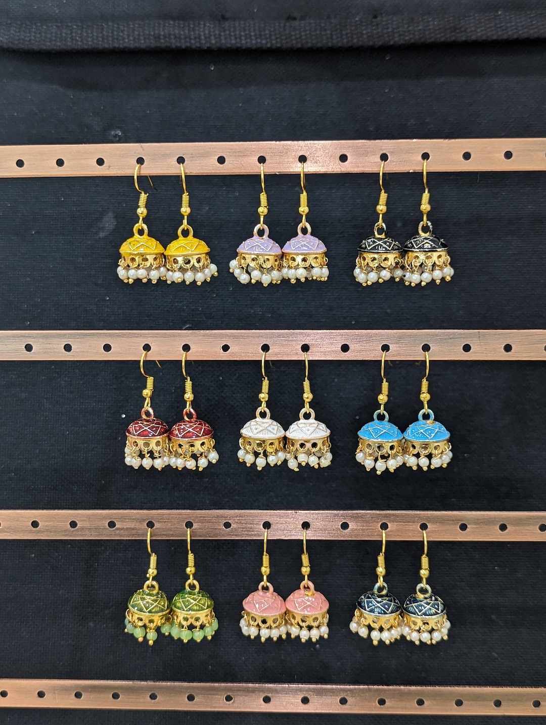 Small Hook Drop Earrings / Meenakari Jhumka / Mini Jhumki Earrings ...