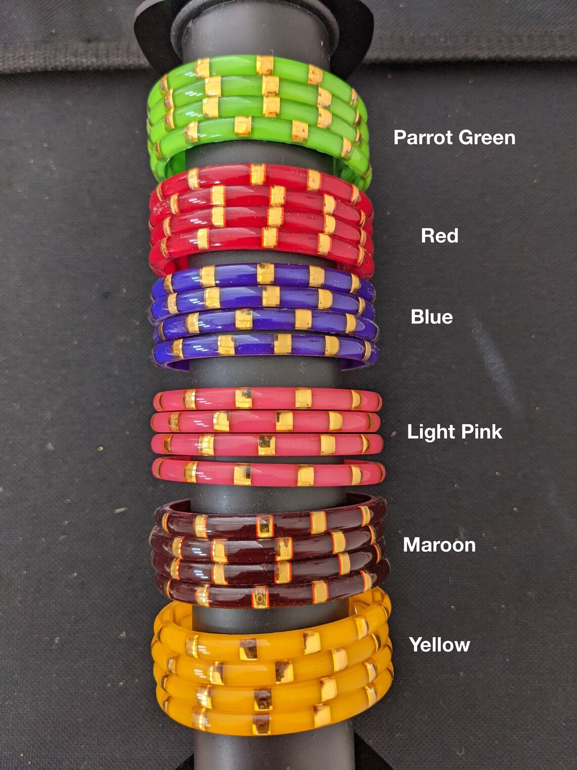 Toddler Kids Shiny Plastic Bangles With Gold Line / Set of 4 Bangles ...