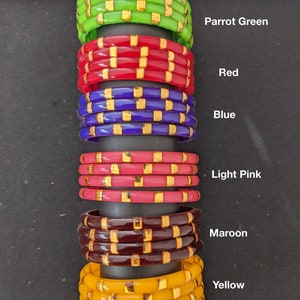 Toddler Kids Shiny Plastic Bangles With Gold Line / Set of 4 Bangles ...