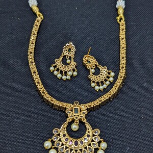 Adigai Style Choker Necklace and Chandbali Earrings Set / Traditional ...