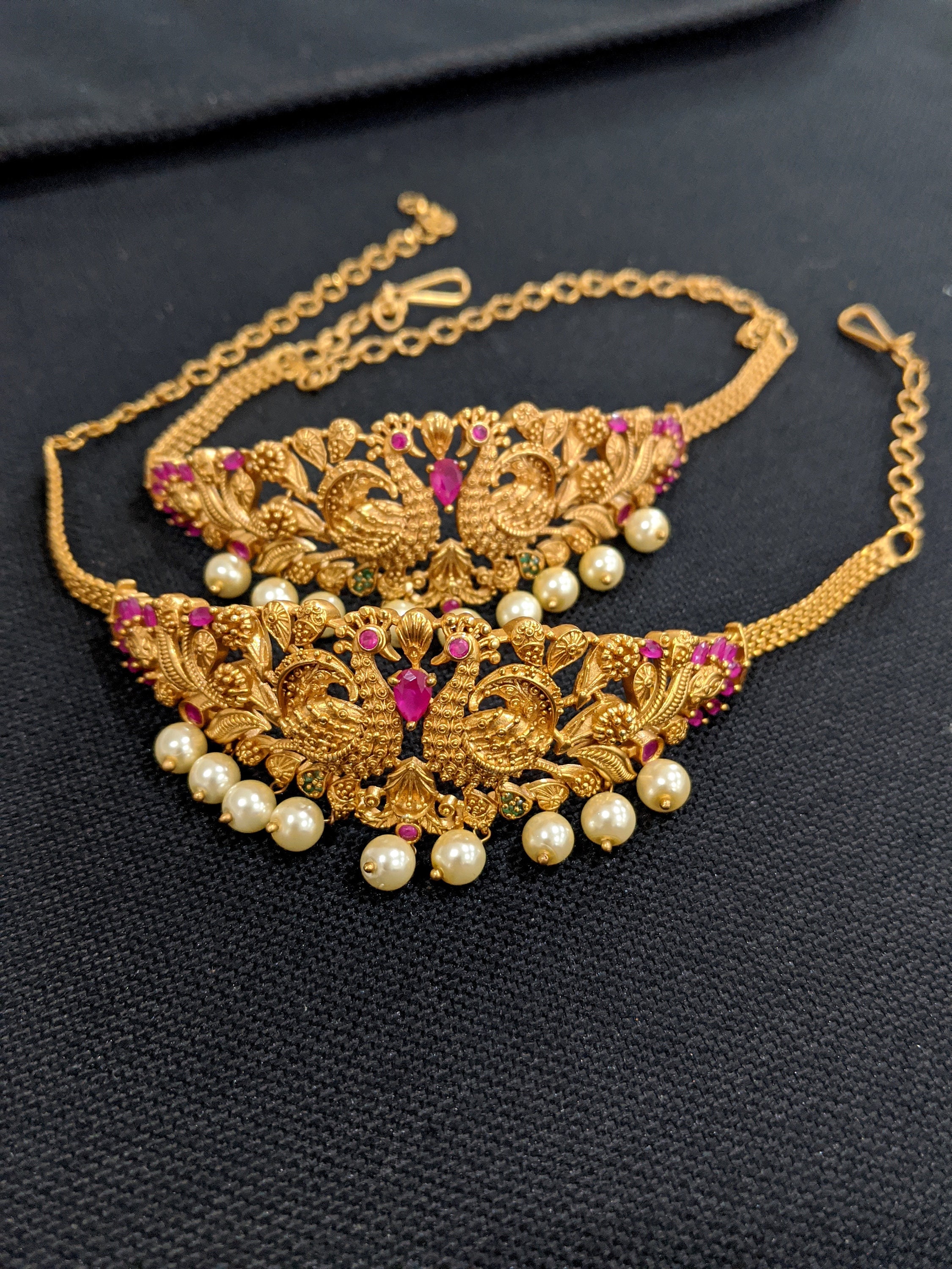 2 in 1 Armlet Choker Necklace Bajubandh Vanki CZ Stone Bridal Jewelry Hand Accessory Peacock Design indian Traditional Jewelry Etsy