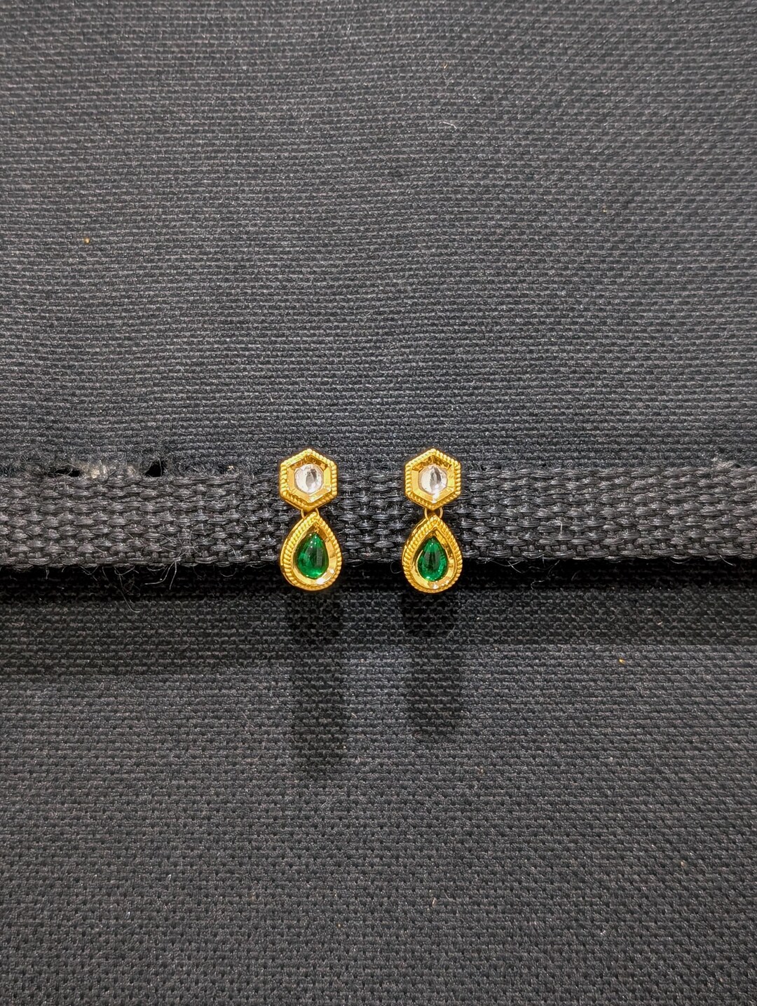 Kundan Stud Earrings / Indian Stud / Indian Traditional Studs / Gold Plated Hexagon Studs ...