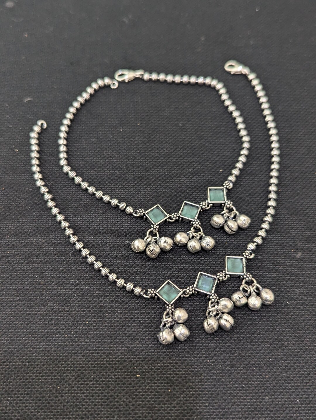 Ghunghru Bead Dangle Anklets / Polki Pair Anklets / Indian Anklet ...