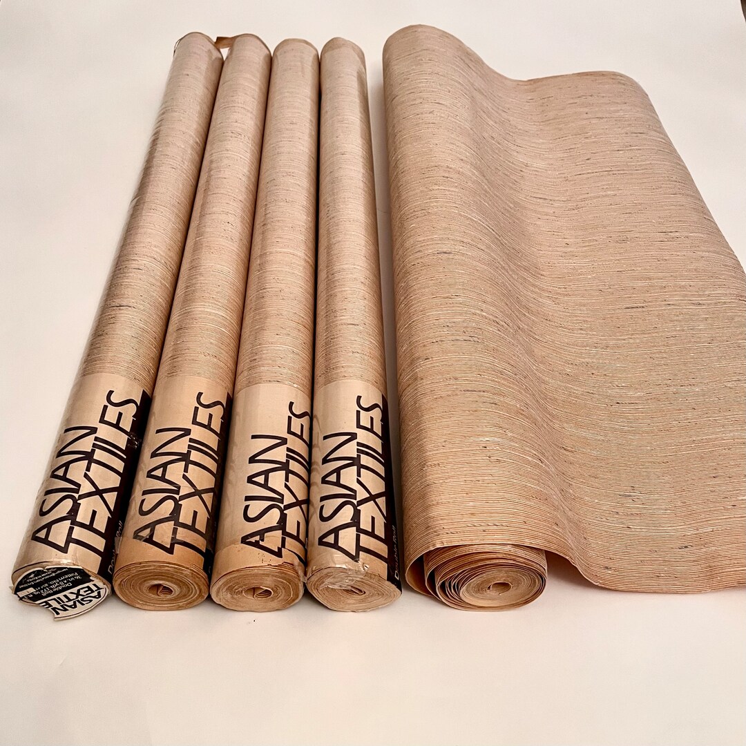 Vintage NOS Asian Textiles Grasscloth Stringcloth Wallpaper Double Roll ...
