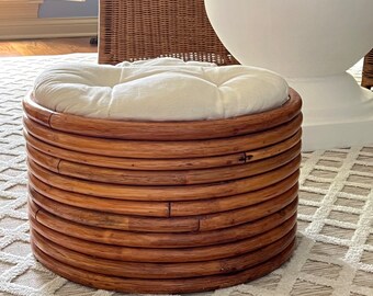Rattan Ottoman - Etsy