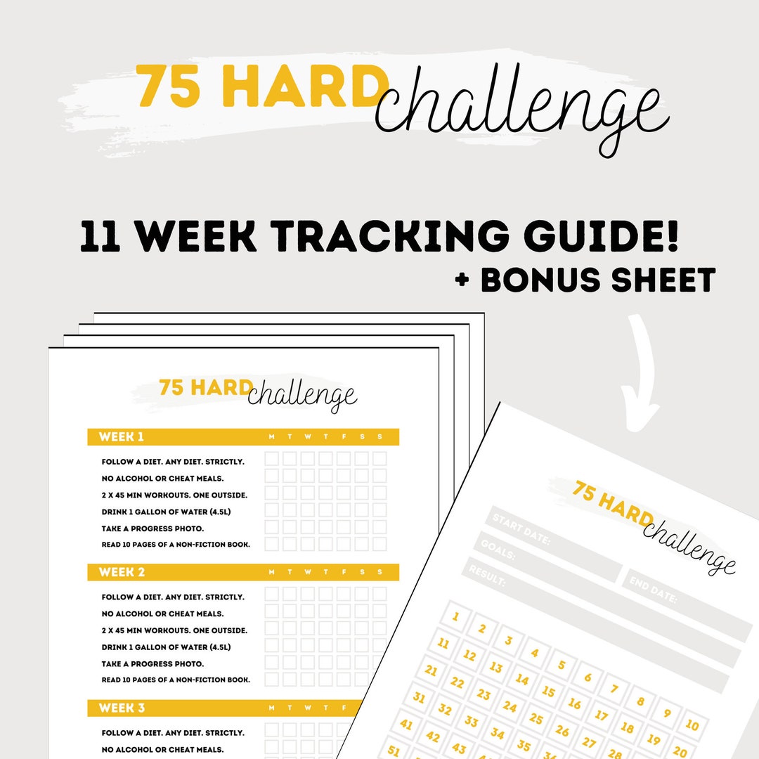 75 Hard Challenge PRINTABLE TEMPLATE - Etsy