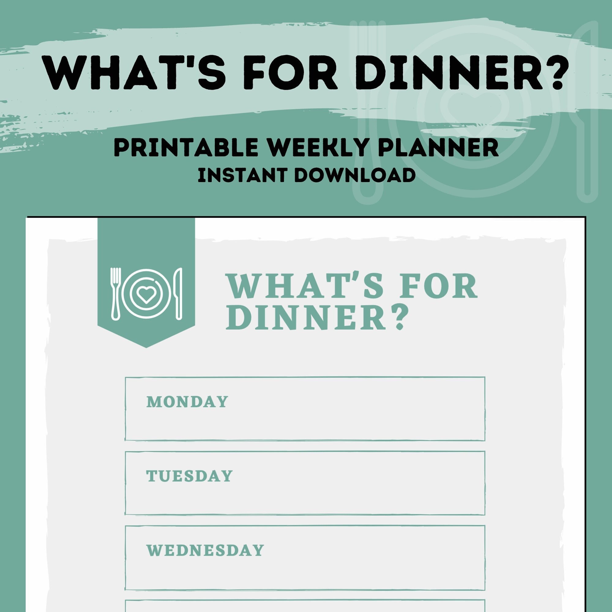 What's for Dinner? PRINTABLE Weekly Planner - Etsy