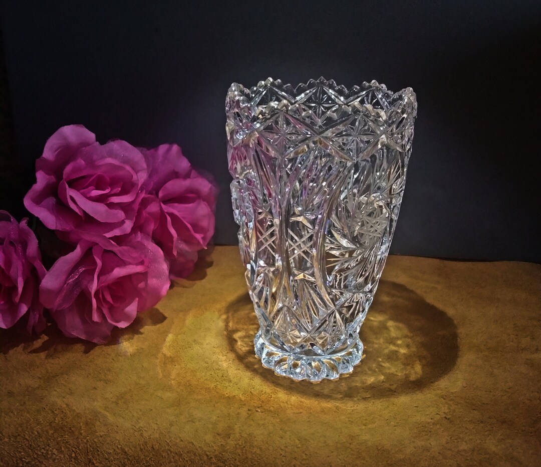 Antique Exquisite Heavy Lead Crystal Vase - Etsy