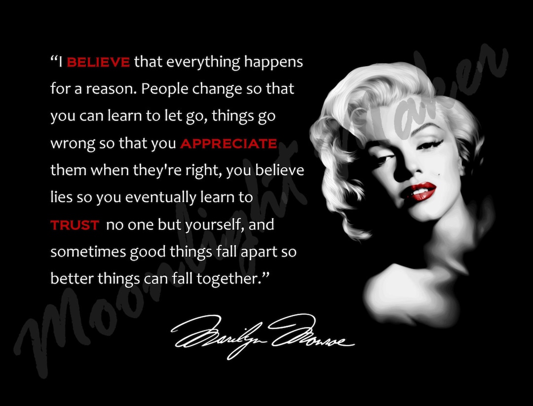 Actress Marilyn Monroe Inspirational Quote Poster Believe Appreciate