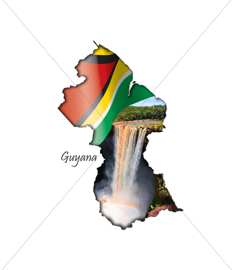 Guyana Map Flag Kaieteur Falls Collage Poster Wall Decor Gift - Etsy