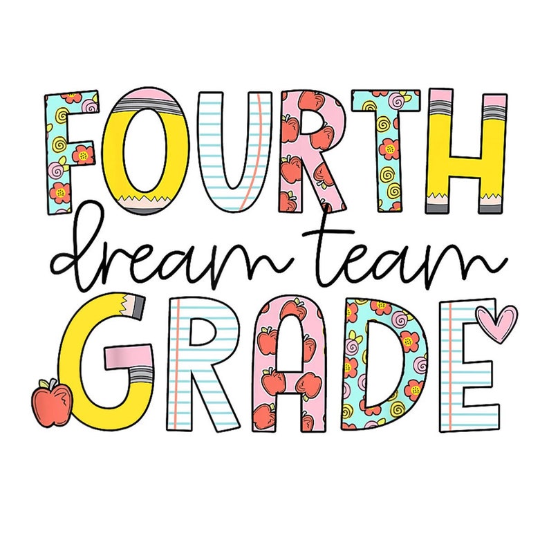 Retro Fourth Grade Dream Team Groovy Teacher Back to School Digital PNG ...