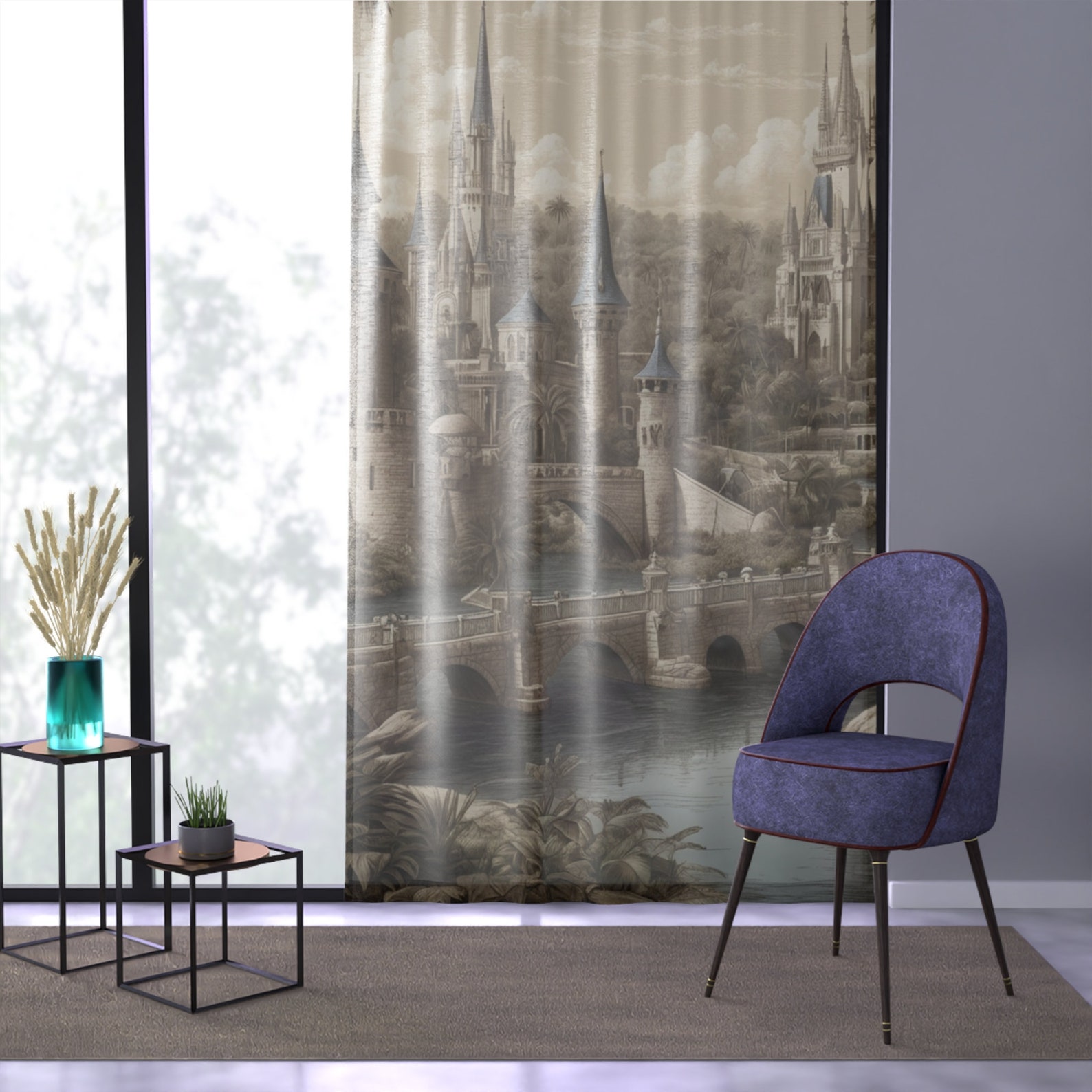 Enchanting Fairy Tale Castle Toile Window Curtain - Etsy