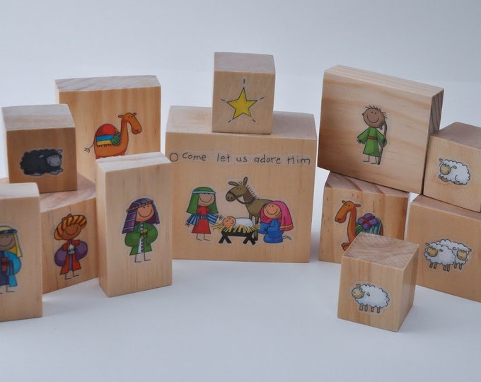 Nativity Block Set for Children- Wooden Nativity - Etsy