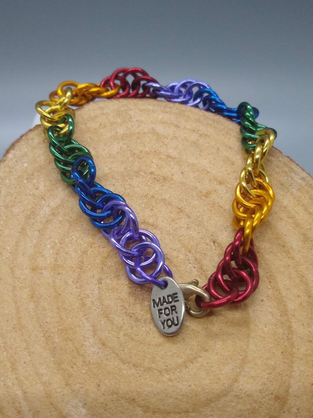 Designer Rope Bracelet, Rainbow Chainmail Bracelet, Twist Jewelry ...