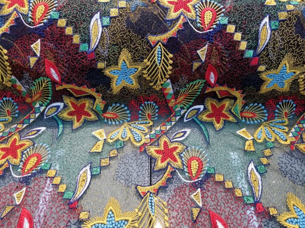 Italian designer fabric Floral print on tulle fabric. Price | Etsy