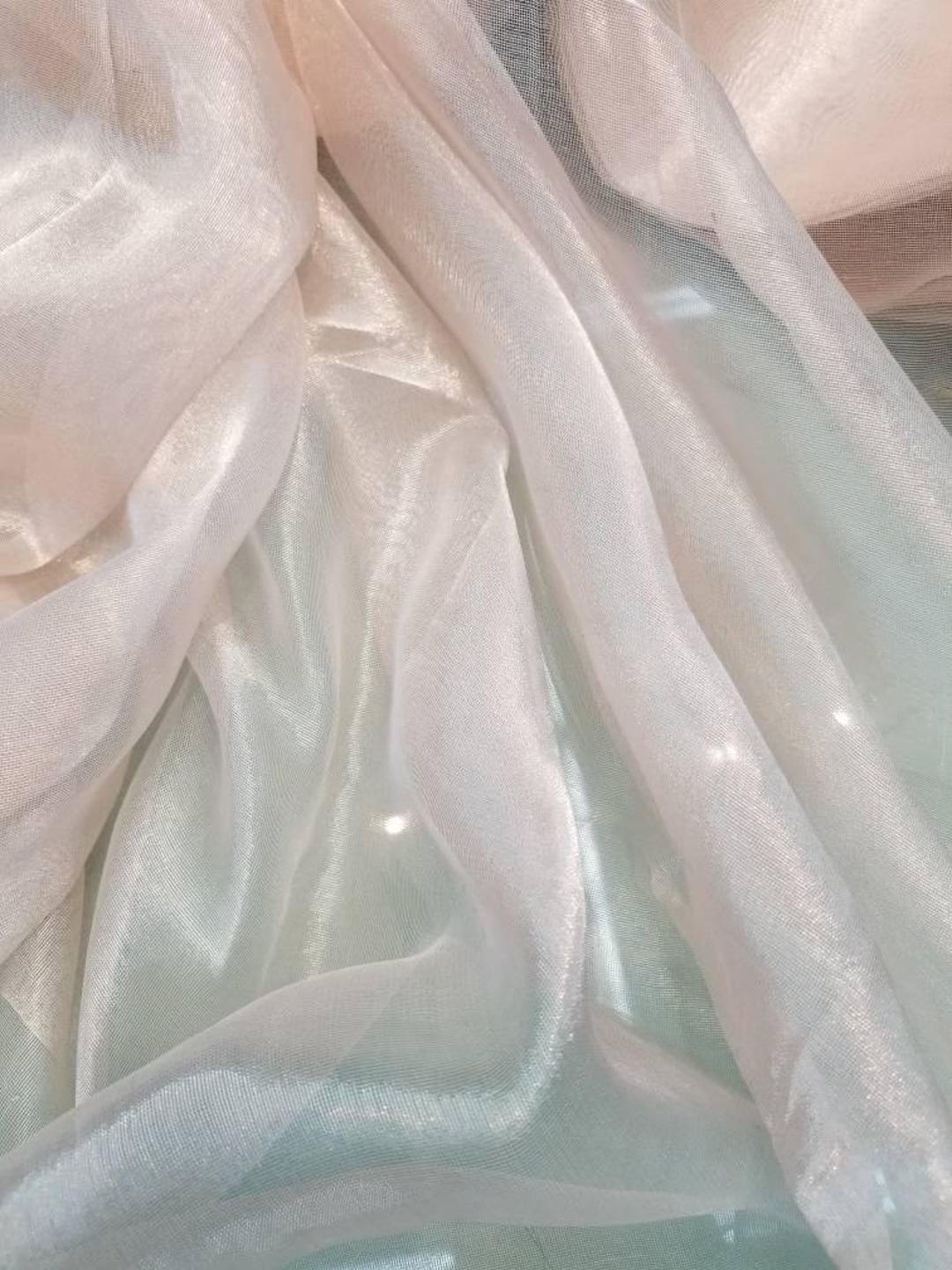 Metallic off White/ Silver Color Silk Organza 45" Wide. Usable for ...