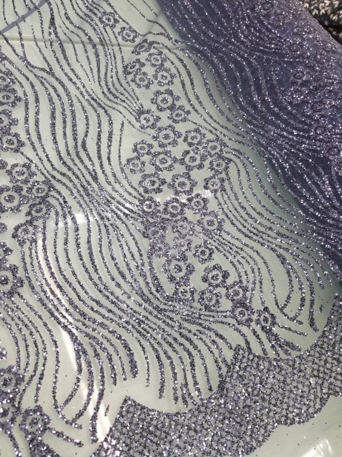 Navy Blue Color Glitter Metallic Fabric Usable for Decoration and ...