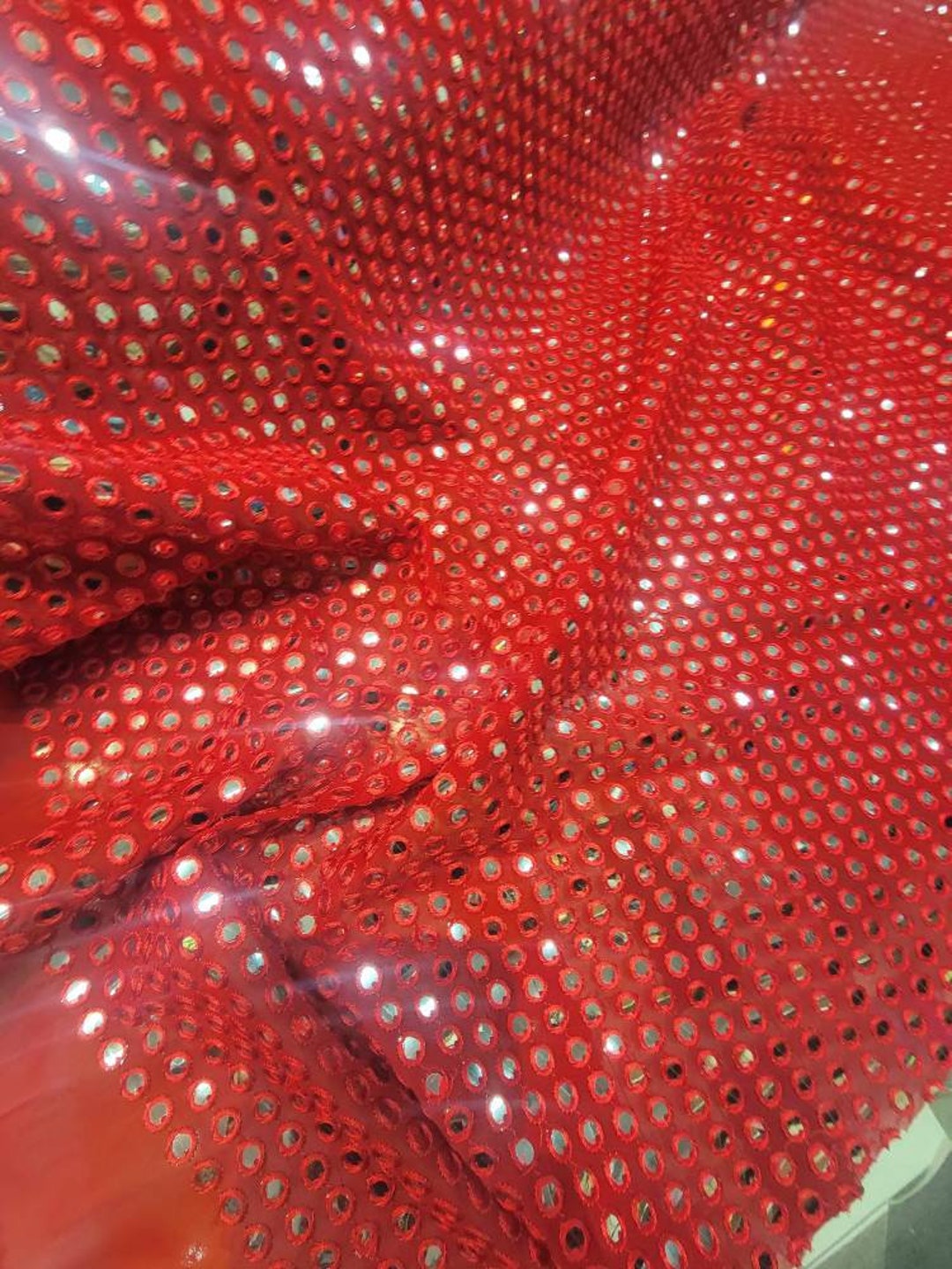 Soft Mirror Work Chiffon Embroided Fabric Usable for Apparel ...