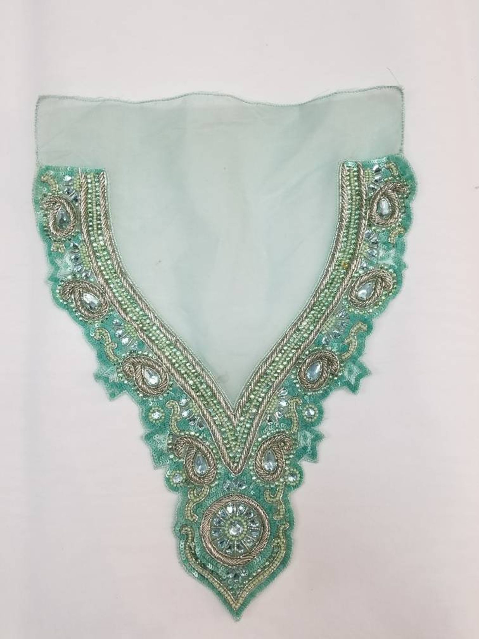 Handbeaded Neckline Applique Bridal Applique Shiny Can Be Used for Any ...
