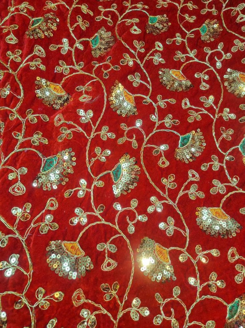 Embroidered and Beaded Velvet 44 Inches Wide Usable for - Etsy