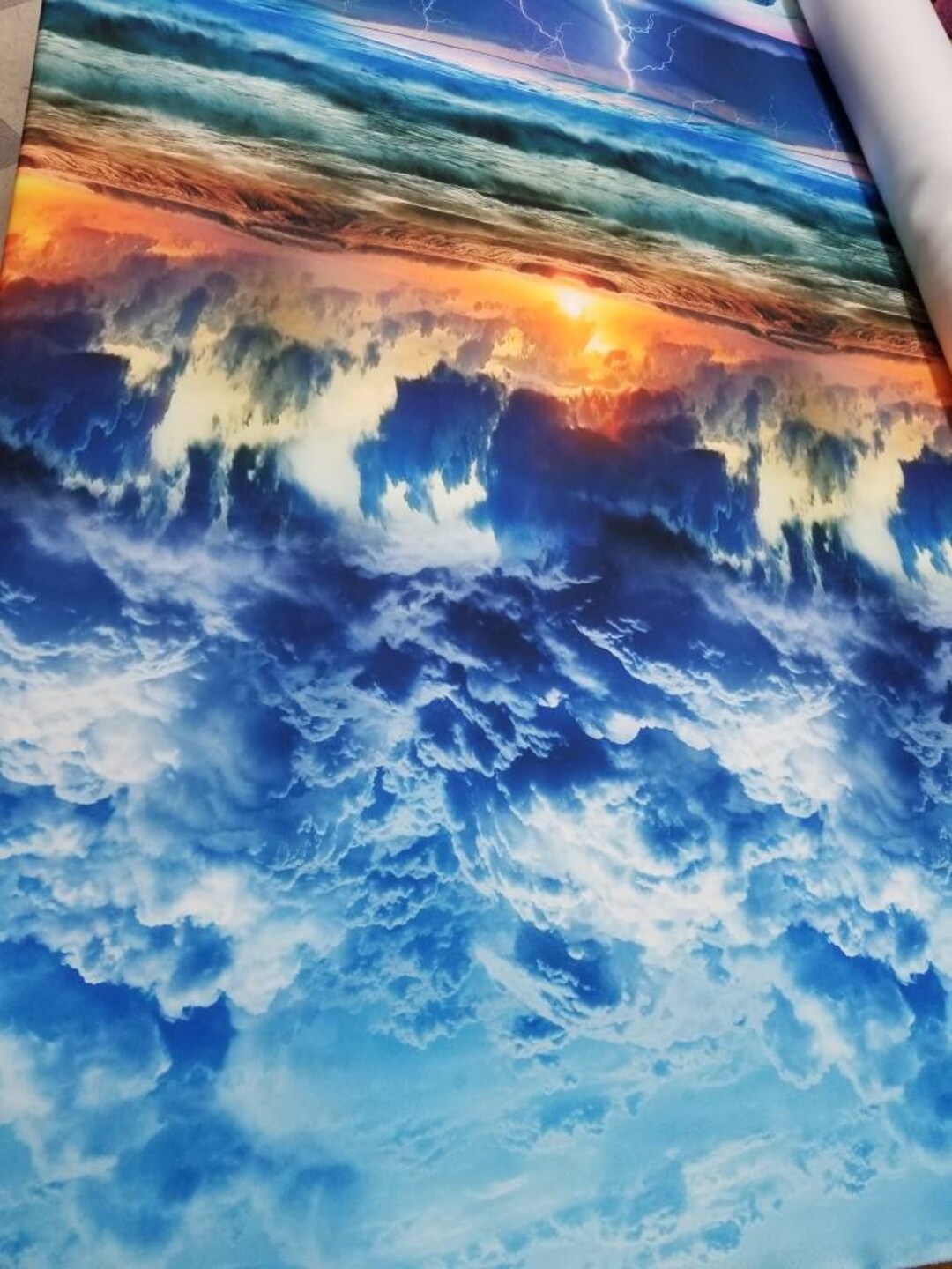 Digitally Printed Water Cloud Landscape Design on Scuba Fabric. Usable ...