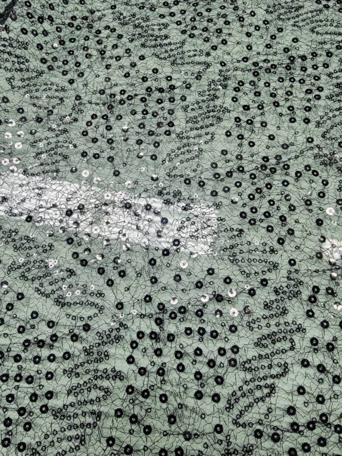 Black Color Sequence on Spangle Mesh Fabric 54" Wide Usable for Apparel ...