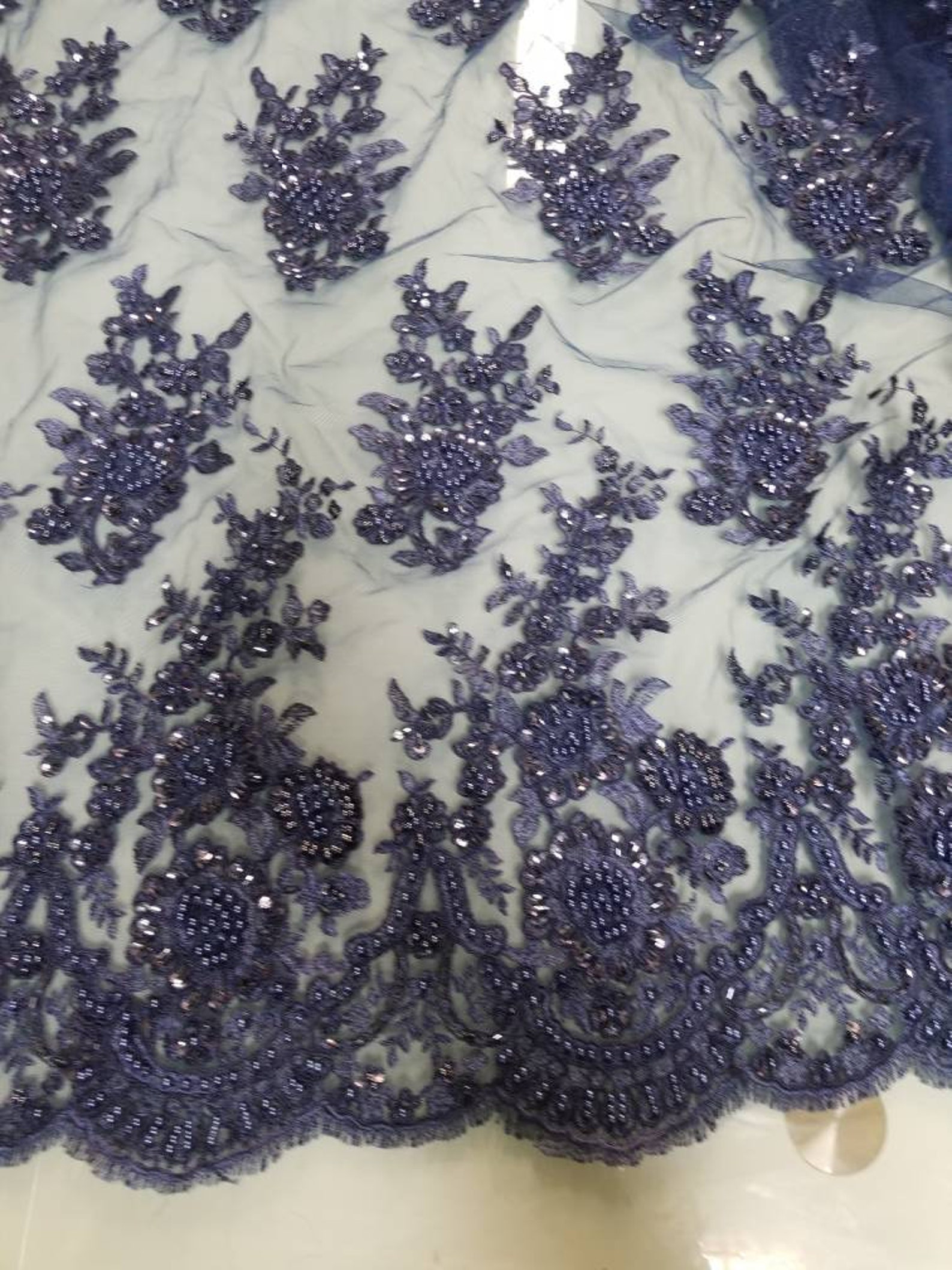 Navy Blue Lace Fabric for Haute Couture Dress Lace Fabric - Etsy