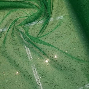 Green Color Sparkle Tulle Usable for Apparel Accessories Interior ...
