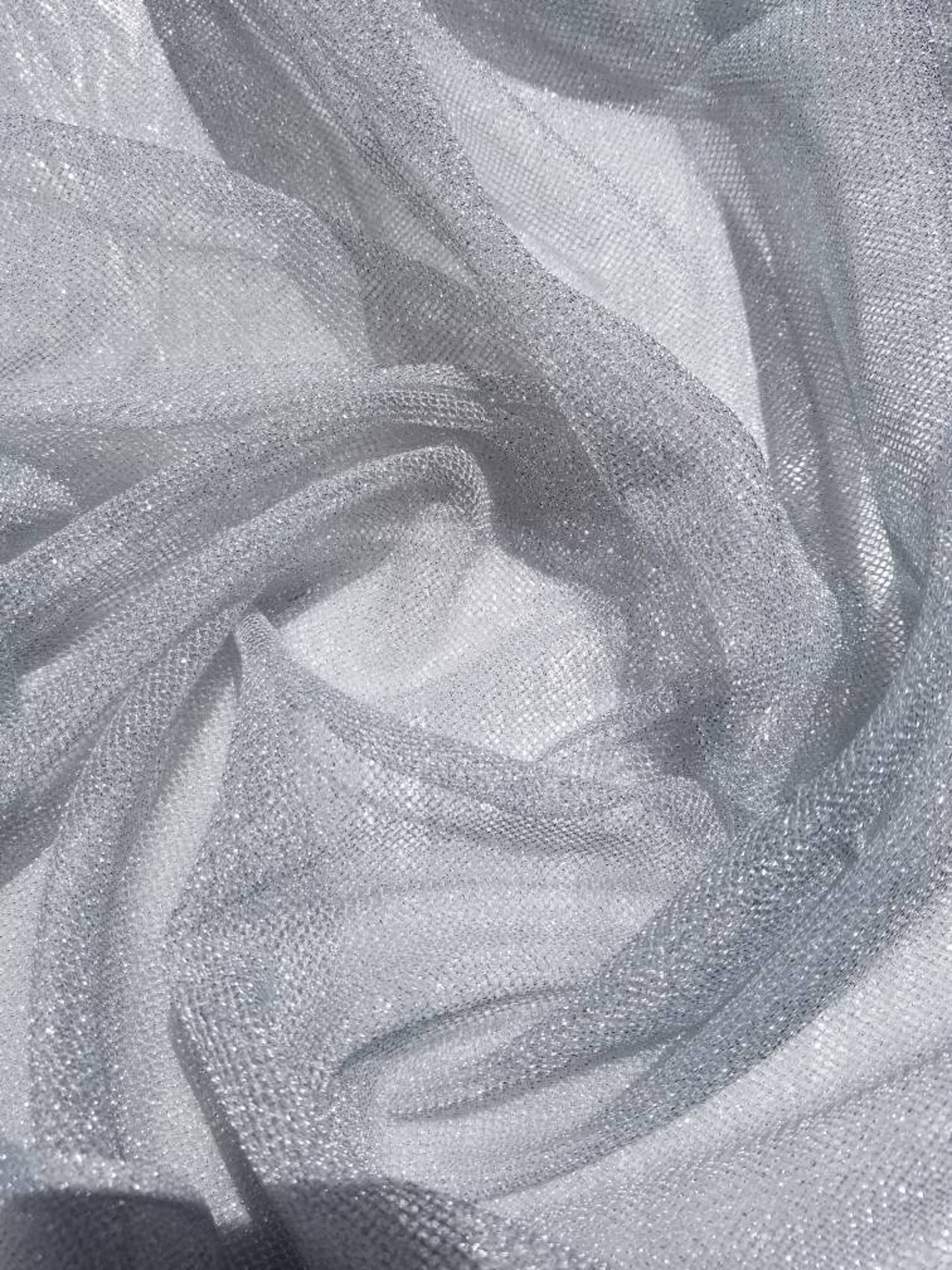 Metallic Silver Netting Soft Tulle Fabric Usable for Apparel ...