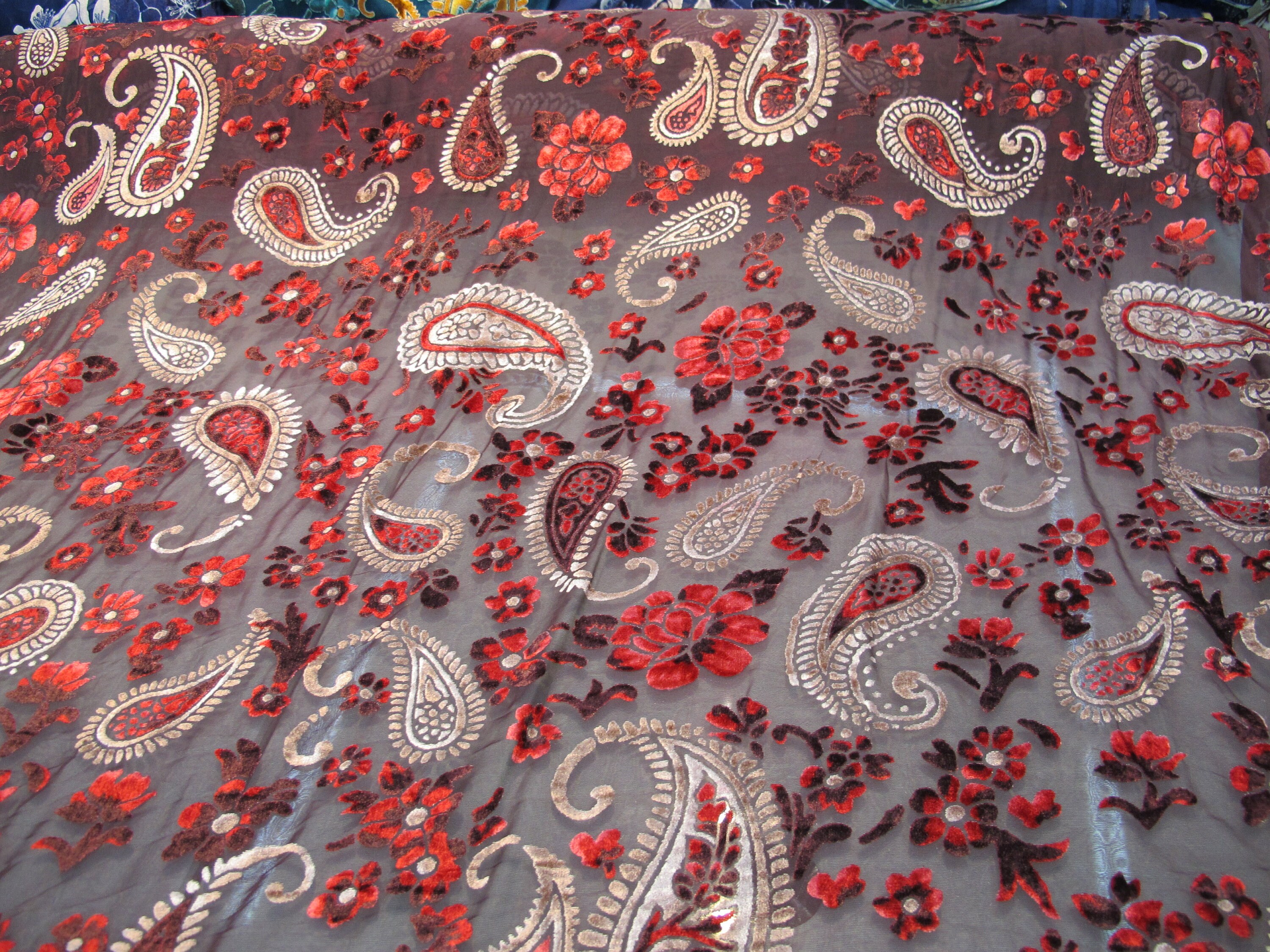 Italian Designer Chiffon Velvet Burnout Fabric Floral Print. | Etsy