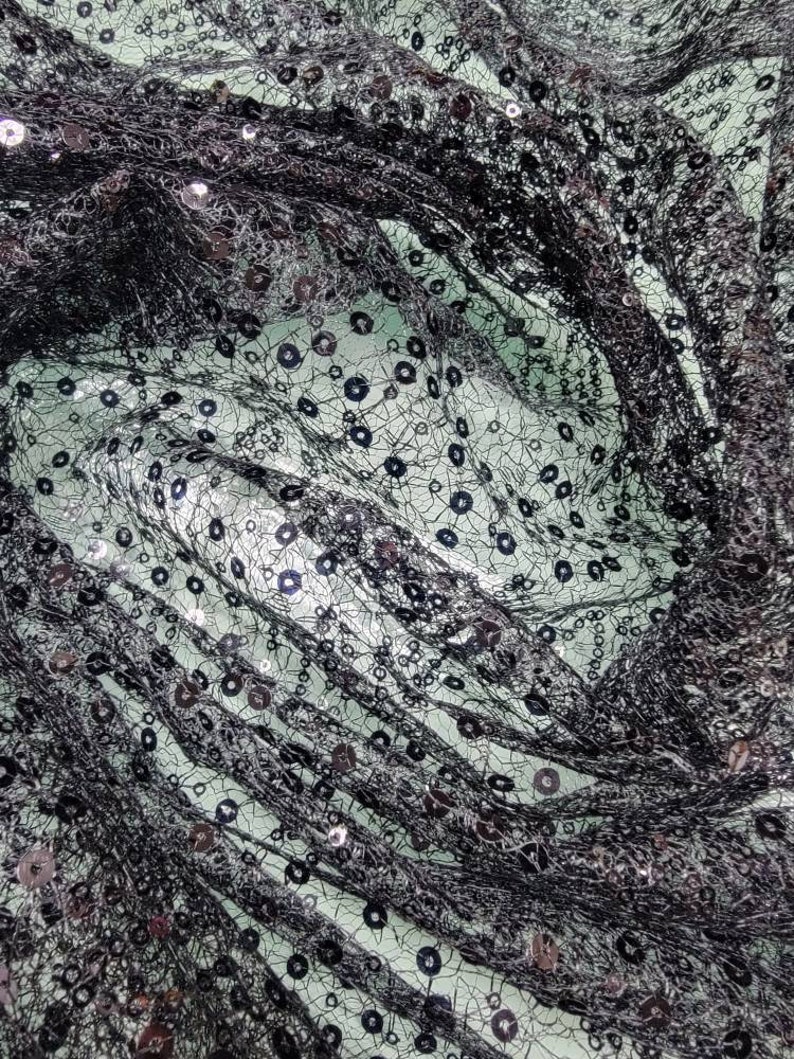 Black Color Sequence on Spangle Mesh Fabric 54 Wide - Etsy