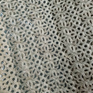 Gold Color Mettallic Thread Work Hand Cut Lace Fabric. Usable for ...