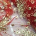 Red Tulle Embroidered Lace With Gold Thread Work and Red Pearl 45 Wide ...