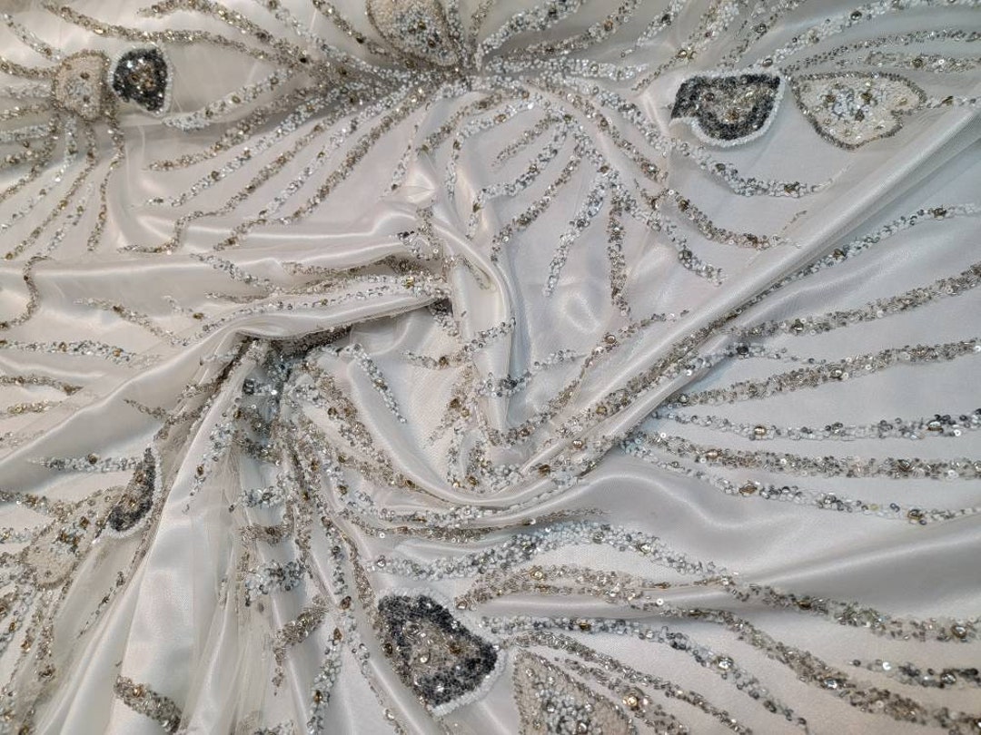 Fine Hand Beaded Fabrics. This Gorgeous Sheer Dress Fabric Creating a ...
