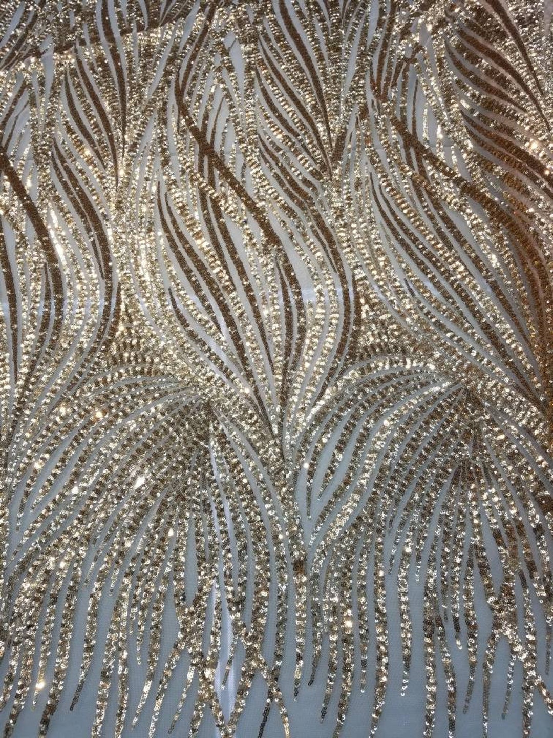Gold Color Sequenced Swirly Design Usable for Apparel Accessories and ...