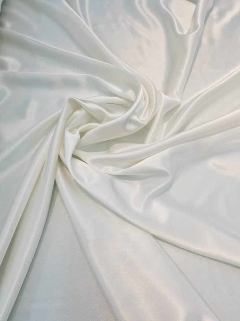 Off White Crape Back Satin Fabric 57" Wide Silky Poly Usable for ...