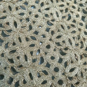 Gold Color Mettallic Thread Work Hand Cut Lace Fabric. Usable for ...